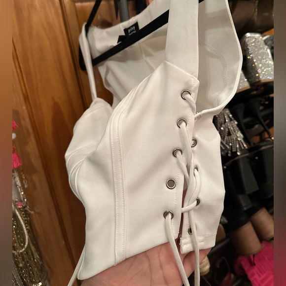 Tops | White Corset Side Crop | Poshmark